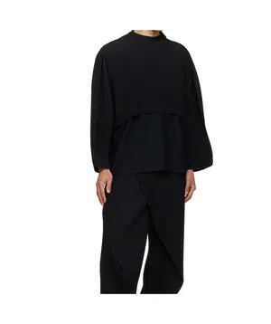 Issey Miyake Homme Plissé Pleated Cropped T-shirt - Black