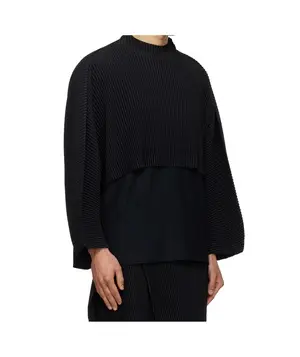 Issey Miyake Homme Plissé Pleated Cropped T-shirt - Black