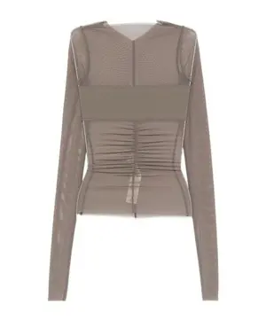 Rick Owens Long Sleeve Hooded Mesh Sweater