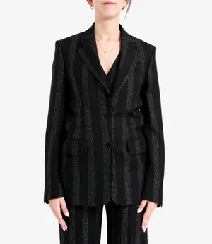 MSGM Striped Single-breasted Blazer - Black