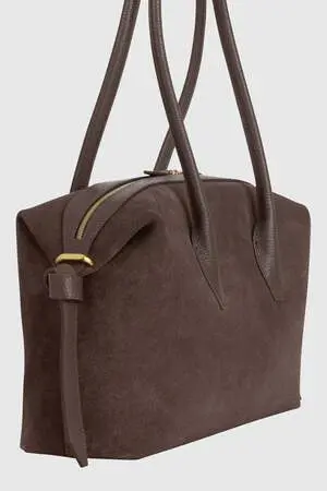 Yuzefi Brioche Suede-finish Tote Bag - Nutmeg