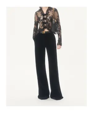 Valentino Garavani Wide Leg Velvet Trousers
