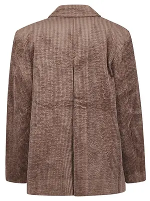 GANNI Single-breasted Corduroy Blazer - Brown