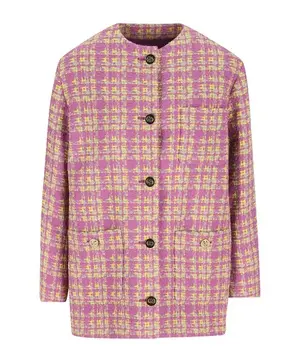 Gucci Plaid Tweed Button-up Jacket - Pink