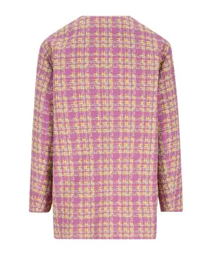 Gucci Plaid Tweed Button-up Jacket - Pink