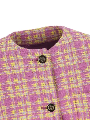 Gucci Plaid Tweed Button-up Jacket - Pink