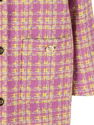 Gucci Plaid Tweed Button-up Jacket - Pink