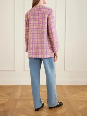 Gucci Plaid Tweed Button-up Jacket - Pink
