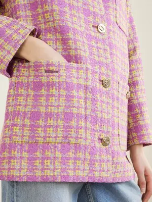 Gucci Plaid Tweed Button-up Jacket - Pink
