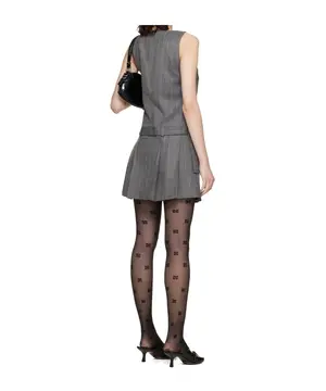 GANNI Striped Belted Wool Blend Mini Dress