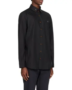 VIVIENNE WESTWOOD Orb Logo-embroidered Cotton Shirt