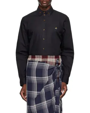 VIVIENNE WESTWOOD Orb Logo-embroidered Cotton Shirt