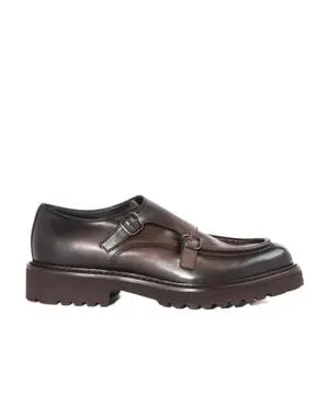 DOUCAL'S Leather Monk Strap Shoes - Black