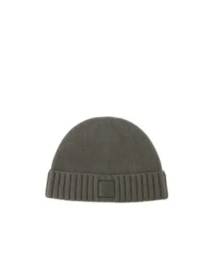 Stone Island Ribbed Knit Beanie With Logo Patch - Dark Grey