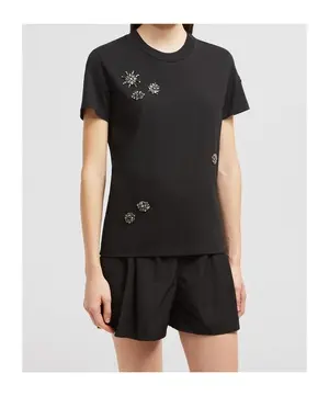 Moncler Crystal Flower Embellished Cotton T-shirt