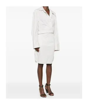 IRO PARIS Striped Long Sleeve Wrap Dress - White