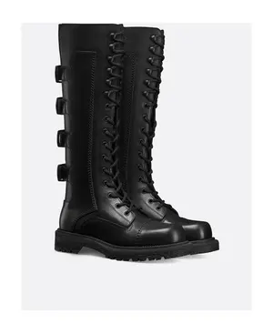 Dior Knee-high Combat Boots With Buckle And Zip Closure
