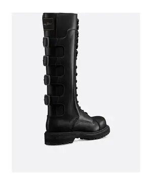 Dior Knee-high Combat Boots With Buckle And Zip Closure