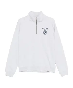 SPORTY  RICH Sporty & Rich Quarter-zip Printed Sweatshirt