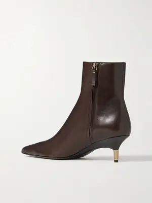 Khaite Bella Leather Ankle Boots With Gold Heel Detail - Brown