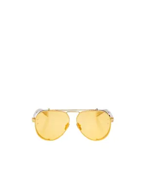 Balmain Aviator Sunglasses With Logo Detail - Yellow