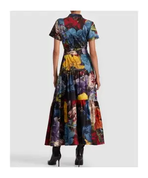 ALICEOLIVIA Alice + Olivia Lucy Floral Print Tie Midi Dress