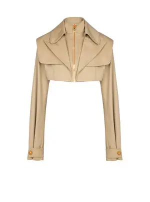 Balmain Cropped Gabardine Jacket - Beige