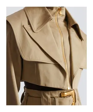 Balmain Cropped Gabardine Jacket - Beige