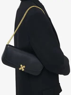 Alexander McQueen Skull Flower Chain Shoulder Bag - Black