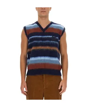 Etro Striped V-neck Sleeveless Vest - Brown