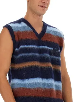 Etro Striped V-neck Sleeveless Vest - Brown