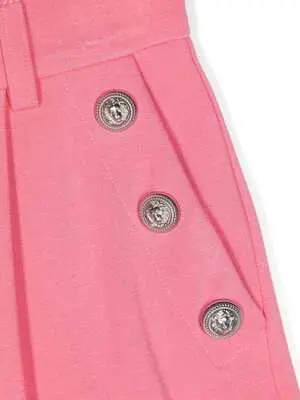Balmain Pleated Wide-leg Trousers With Button Detail