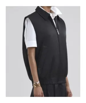 Marni Collared Zip-up Vest - Black
