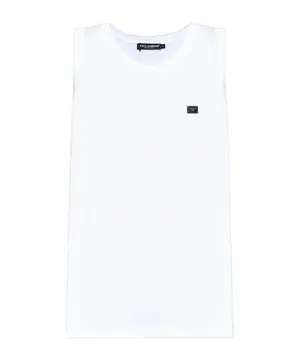 Dolce & Gabbana Oversized Singlet With Logo Tag - White
