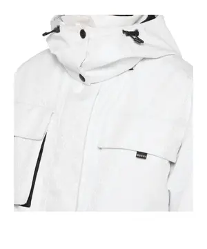 Gucci Gg Jacquard Hooded Jacket With Drawstring Accents