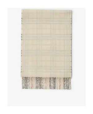 Burberry Checked Reversible Fringed-edge Scarf - Stone