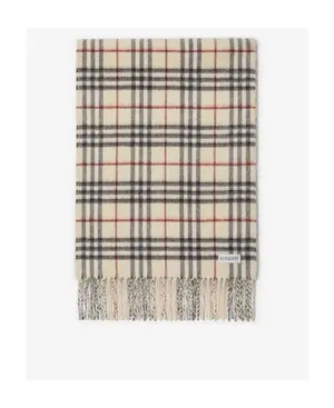 Burberry Checked Reversible Fringed-edge Scarf - Stone