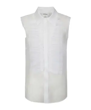 P.a.r.o.s.h Sleeveless Ruffled Shirt - White