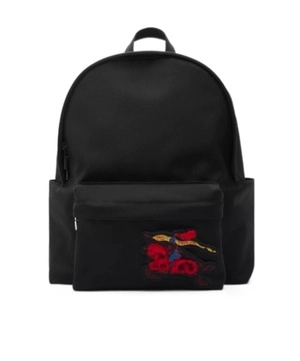 Burberry Backpack With Equestrian Knight Appliqu - Black