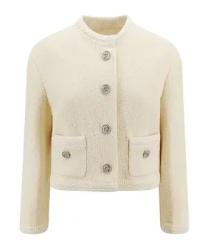 GUCCI Gucci Cropped Tweed Blazer With Palladium Interlocking G Button