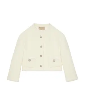 Gucci Button-up Cropped Tweed Blazer