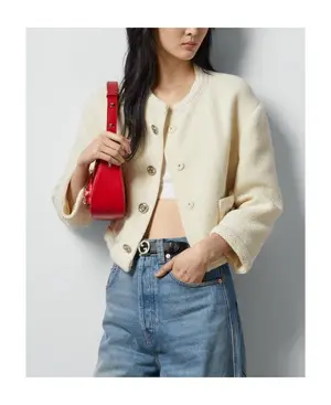 Gucci Button-up Cropped Tweed Blazer