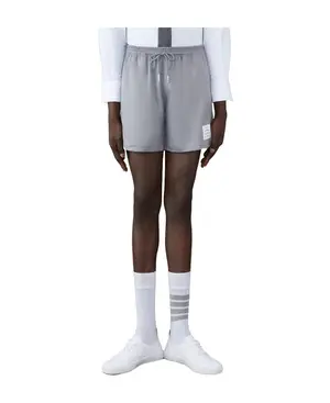 Thom Browne Grey Drawstring Shorts With Name Tag Decals
