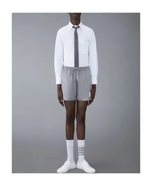 Thom Browne Grey Drawstring Shorts With Name Tag Decals
