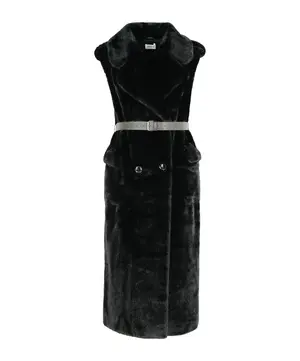 P.a.r.o.s.h Sleeveless Long Vest With Lapel Collar - Black
