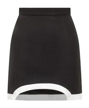 Casablanca Curved Cut-out Detailed Mini Skirt - Black