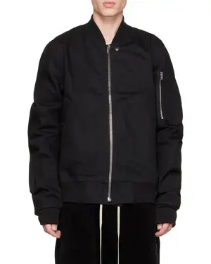 Rick Owens Logo Zipper Bomber Jacket - Black