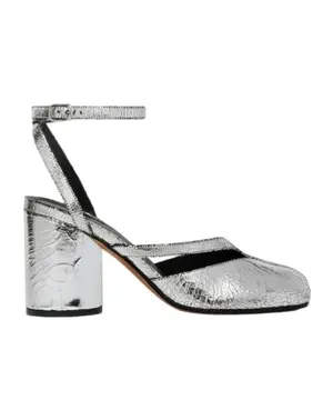MAISON MARGIELA Tabi Split Toe Heeled Sandals - Silver