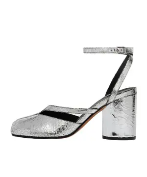 MAISON MARGIELA Tabi Split Toe Heeled Sandals - Silver
