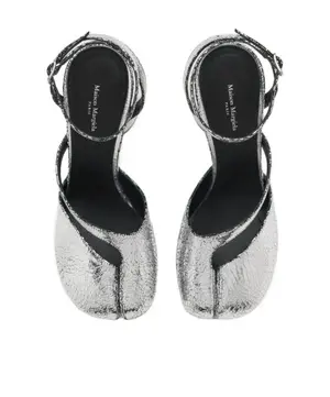 MAISON MARGIELA Tabi Split Toe Heeled Sandals - Silver